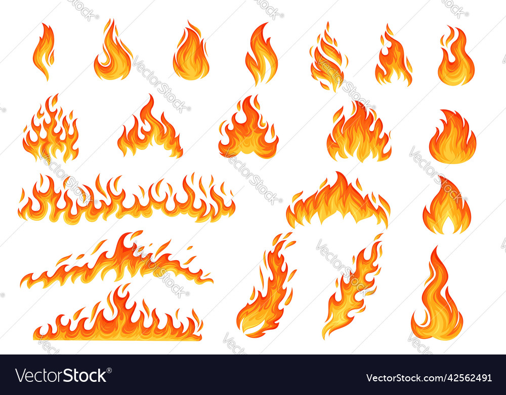 Fire flame set Royalty Free Vector Image - VectorStock