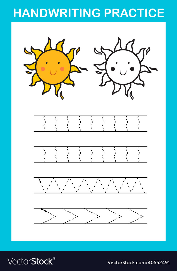 Handwriting practice sheet Royalty Free Vector Image