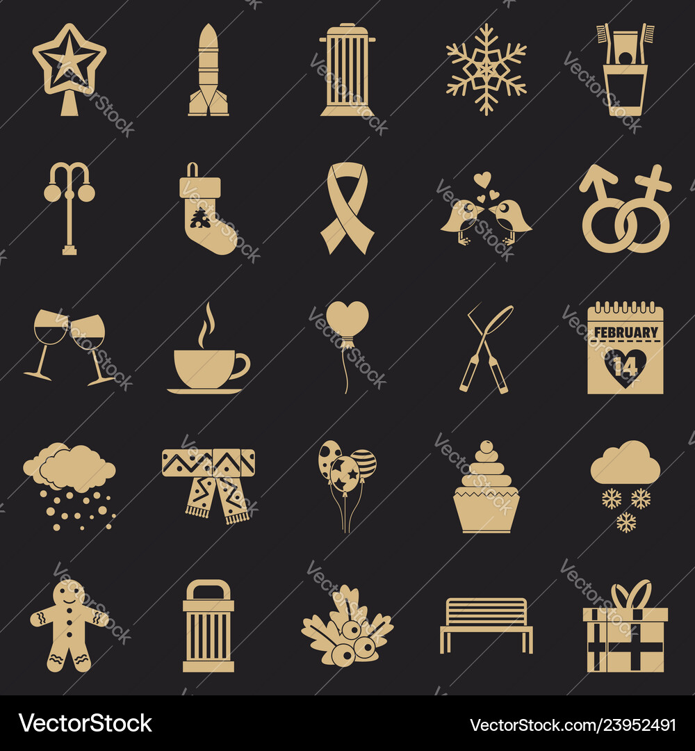 Holiday icons set simple style Royalty Free Vector Image