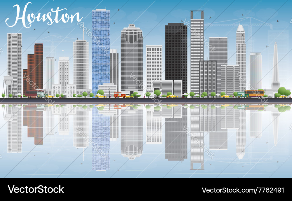 Houston Skyline with Gray Buildings Royalty Free Vector