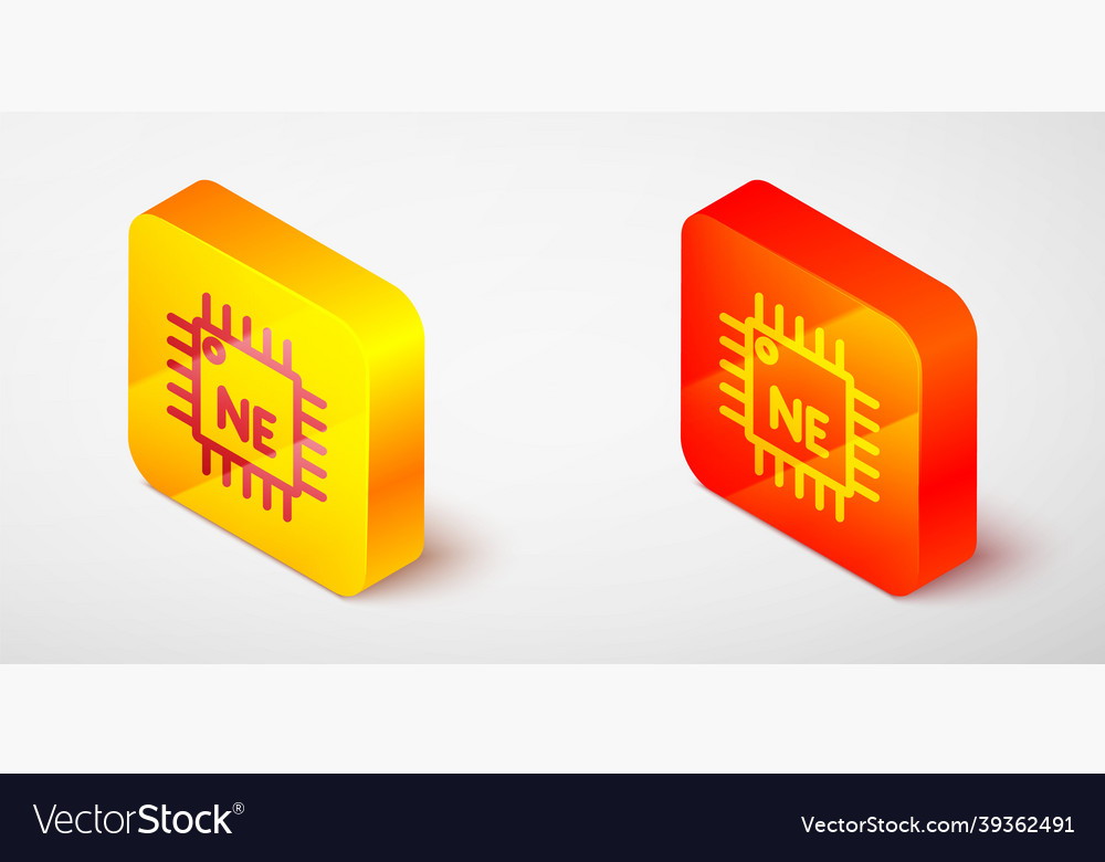 Isometric line computer processor Royalty Free Vector Image
