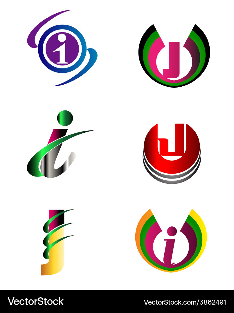 Letter j company logo icon template set Royalty Free Vector