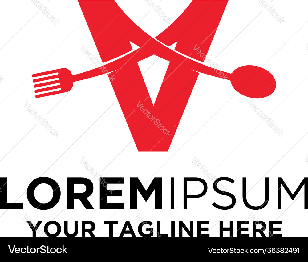 Letter v food logo design Royalty Free Vector Image