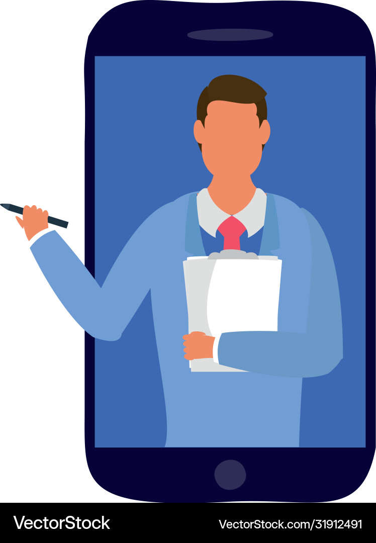 Man avatar on smartphone in video chat Royalty Free Vector