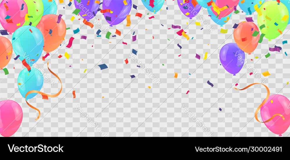 Many falling colorful confetti ribbon Royalty Free Vector