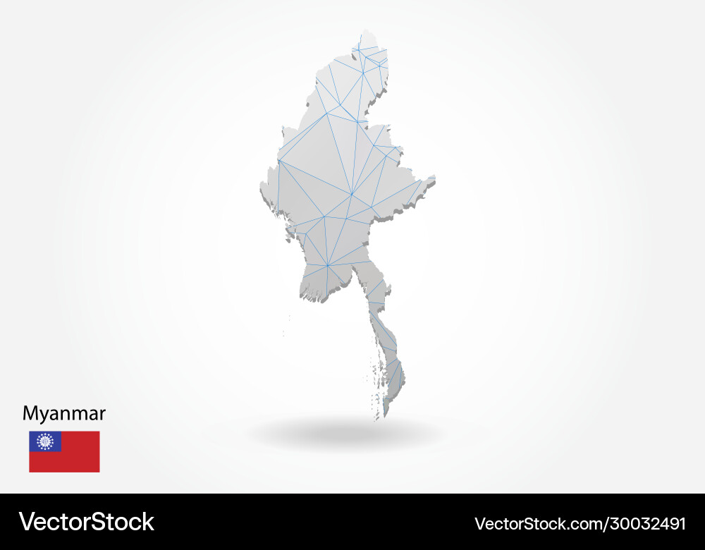 Map myanmar with trendy triangles design Vector Image