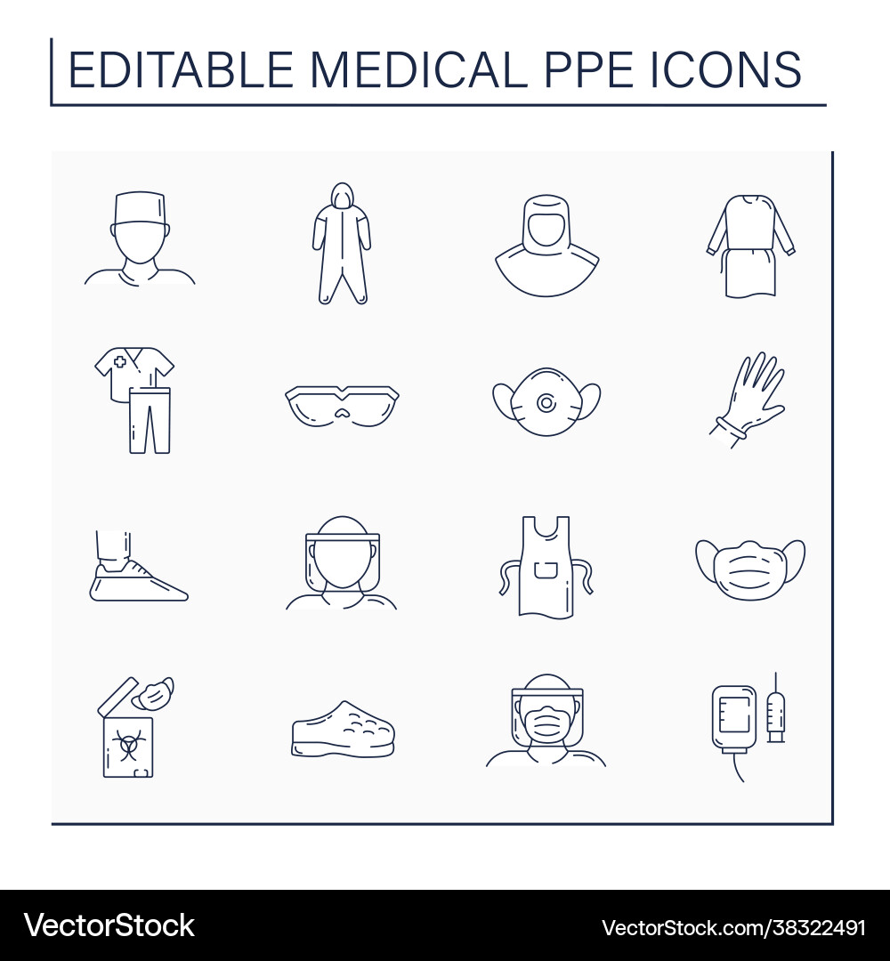 Medical ppe line icons set Royalty Free Vector Image