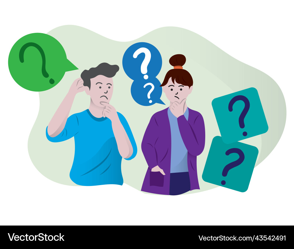 Questioning people men women in doubt thinking Vector Image