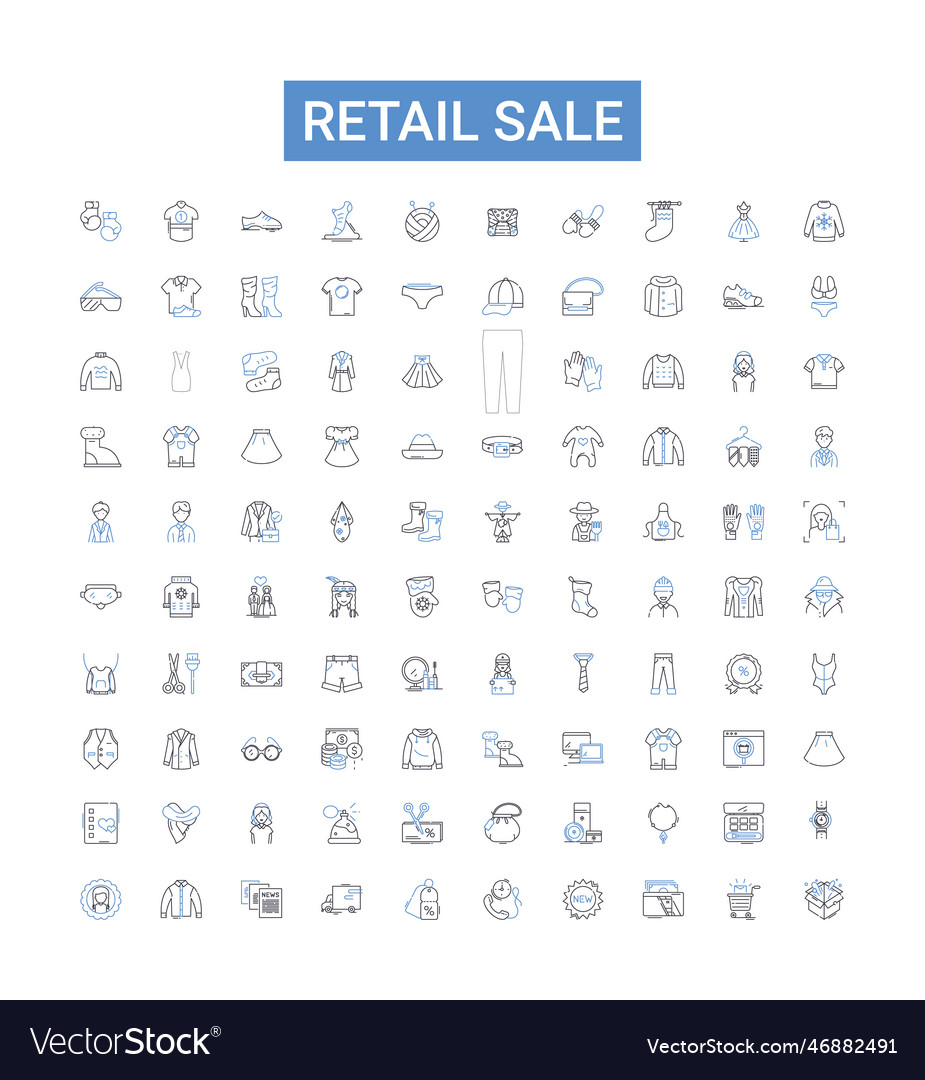 Retail sale outline icons collection store Vector Image