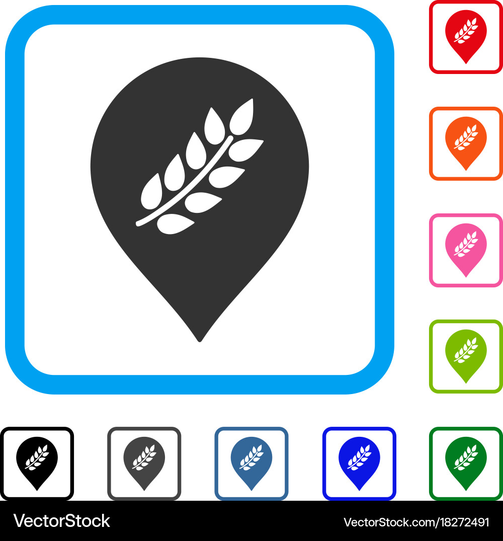 Rice plantation marker framed icon Royalty Free Vector Image