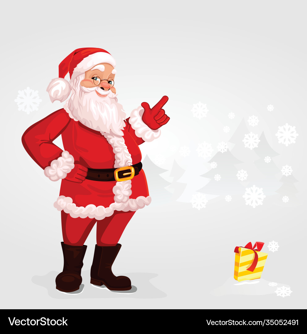 Santa claus on a background with bag points Vector Image