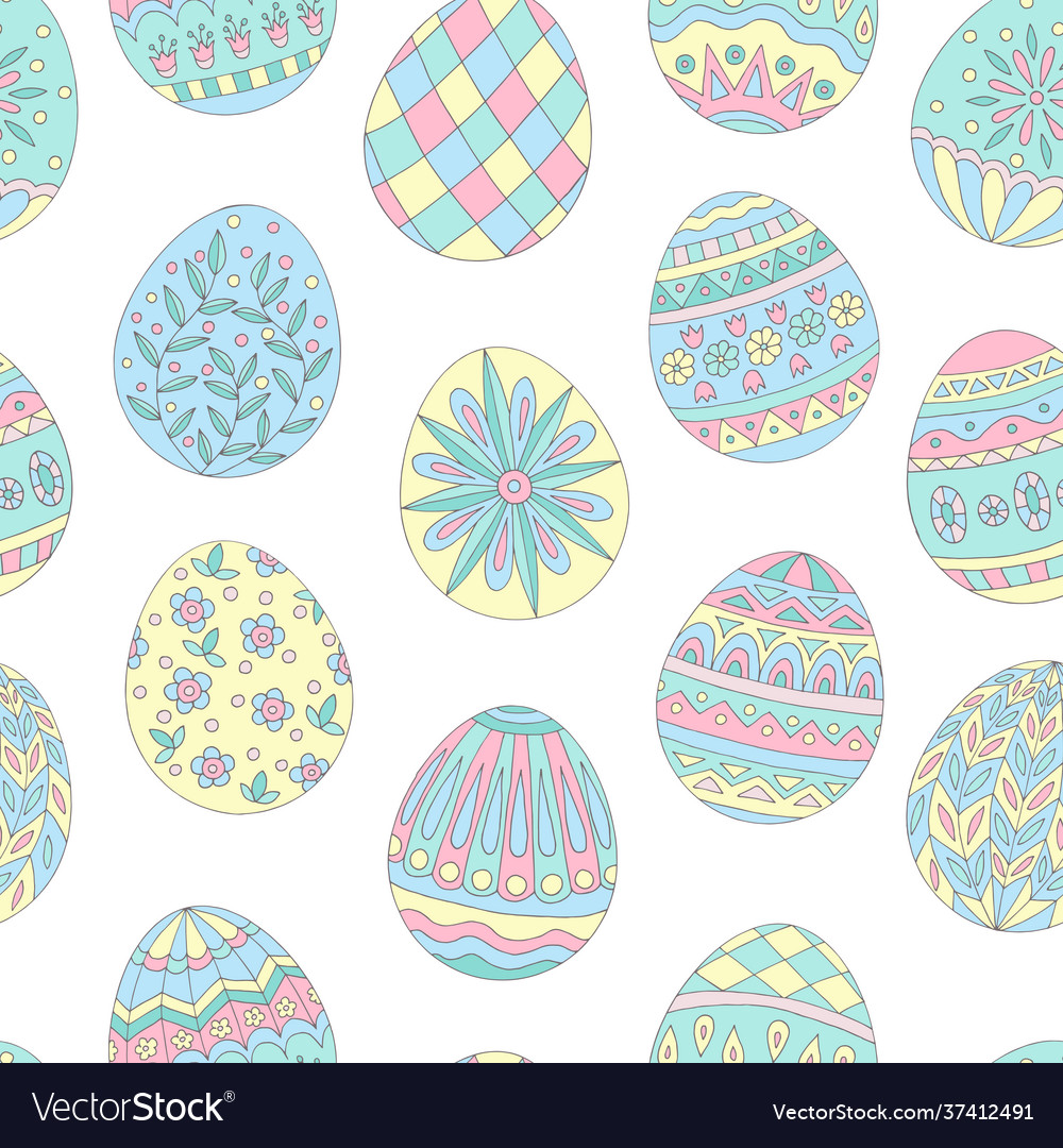 Seamless pattern easter eggs Royalty Free Vector Image