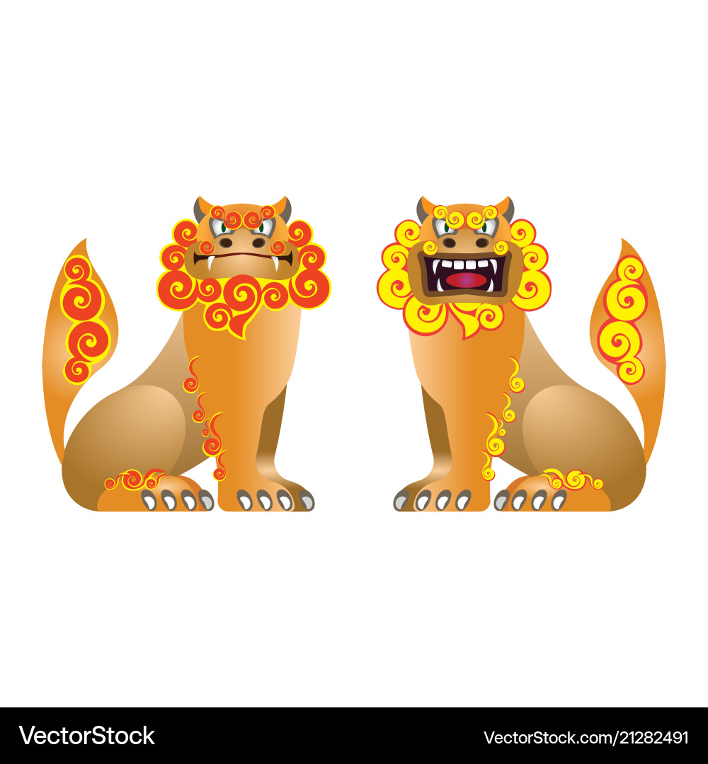 Traditional pair figures shisa from okinawa Vector Image