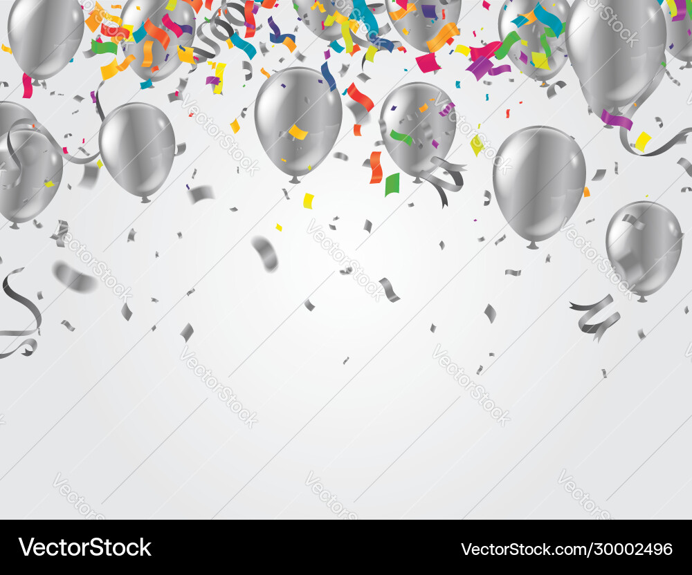 Birthday and celebration banner balloons silver Vector Image