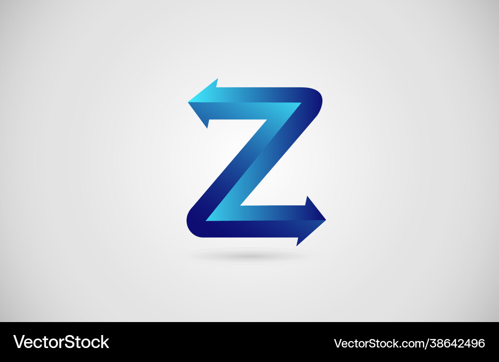 Blue gradient arrow z alphabet letter logo icon Vector Image