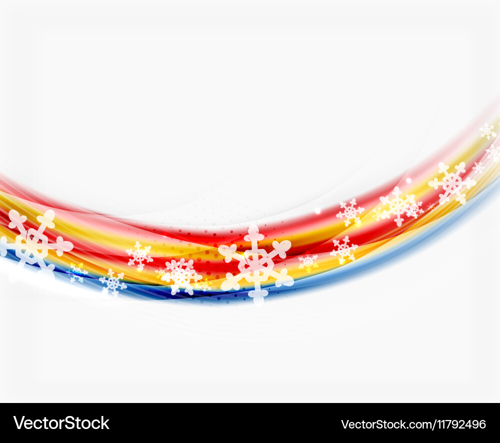 Color wave line with snowflakes winter Royalty Free Vector