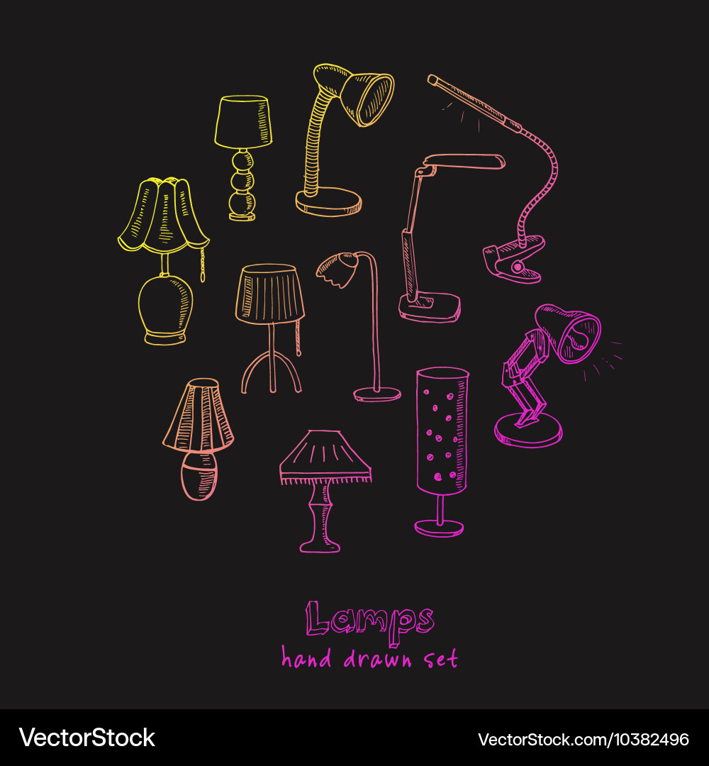 Doodle set of lamps Royalty Free Vector Image - VectorStock