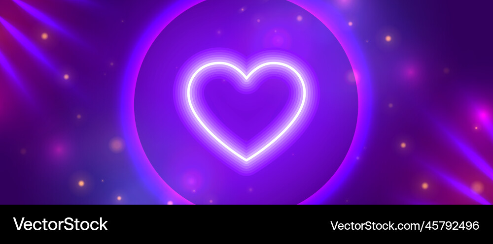 Glowing neon love heart banner with text space Vector Image