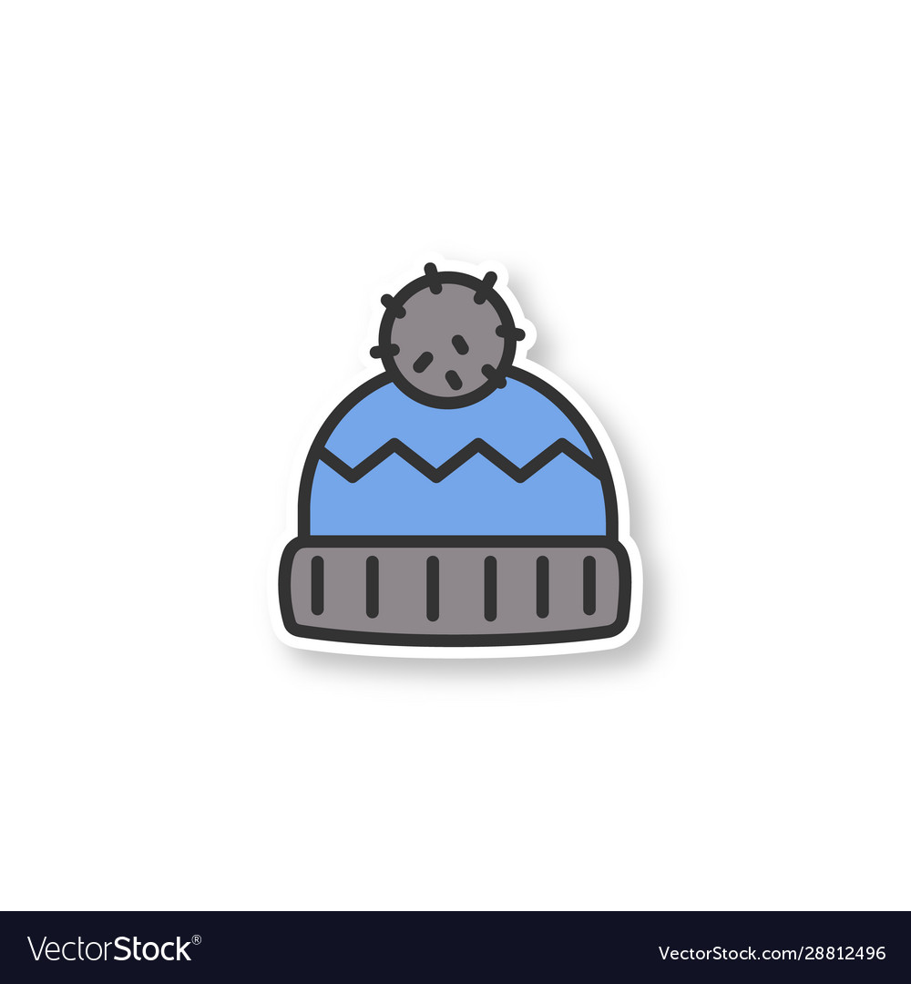 Hat with pompom patch Royalty Free Vector Image