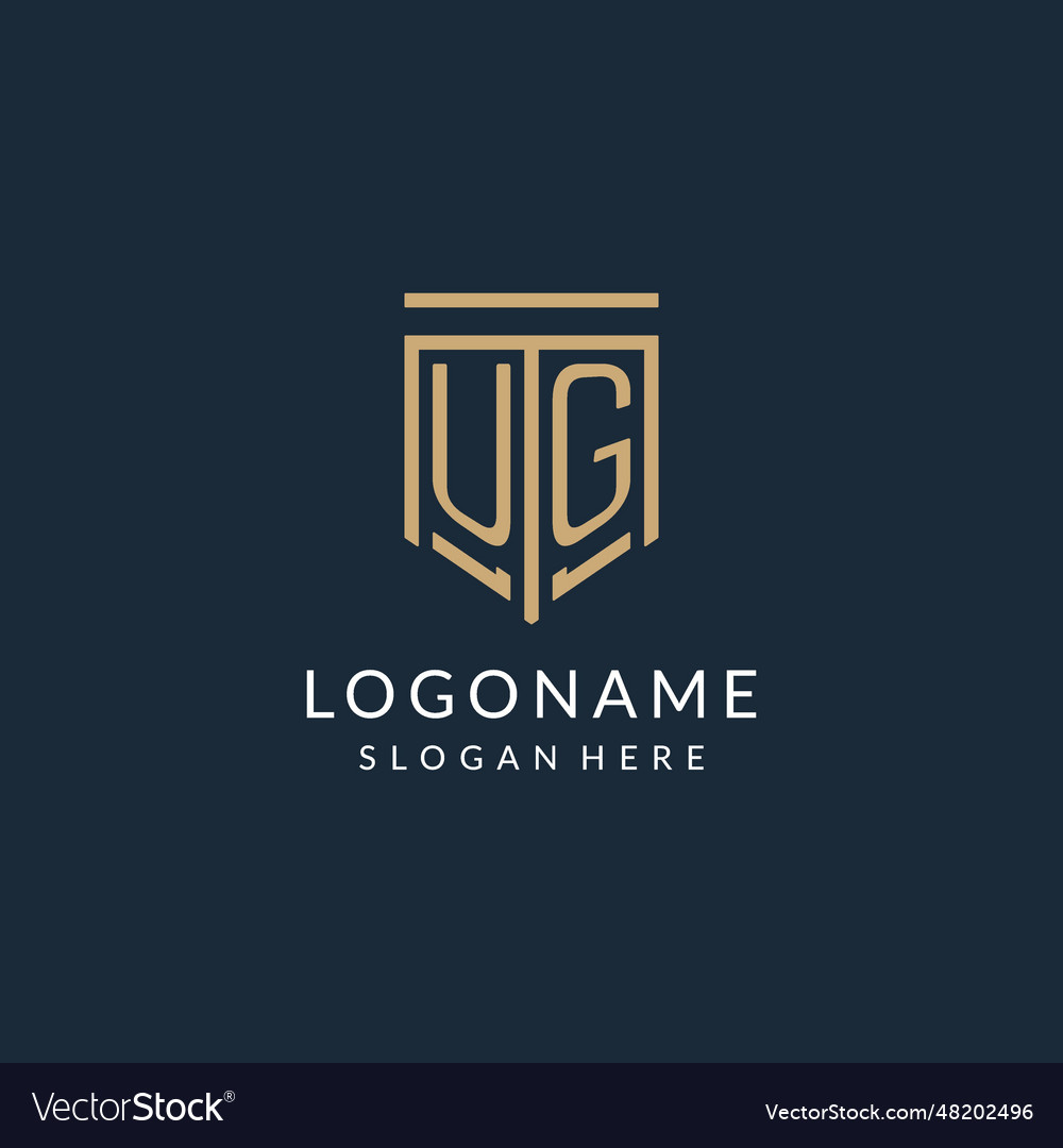 Initial ug shield logo monoline style modern and Vector Image Initial ug shield logo monoline style modern and Vector Image