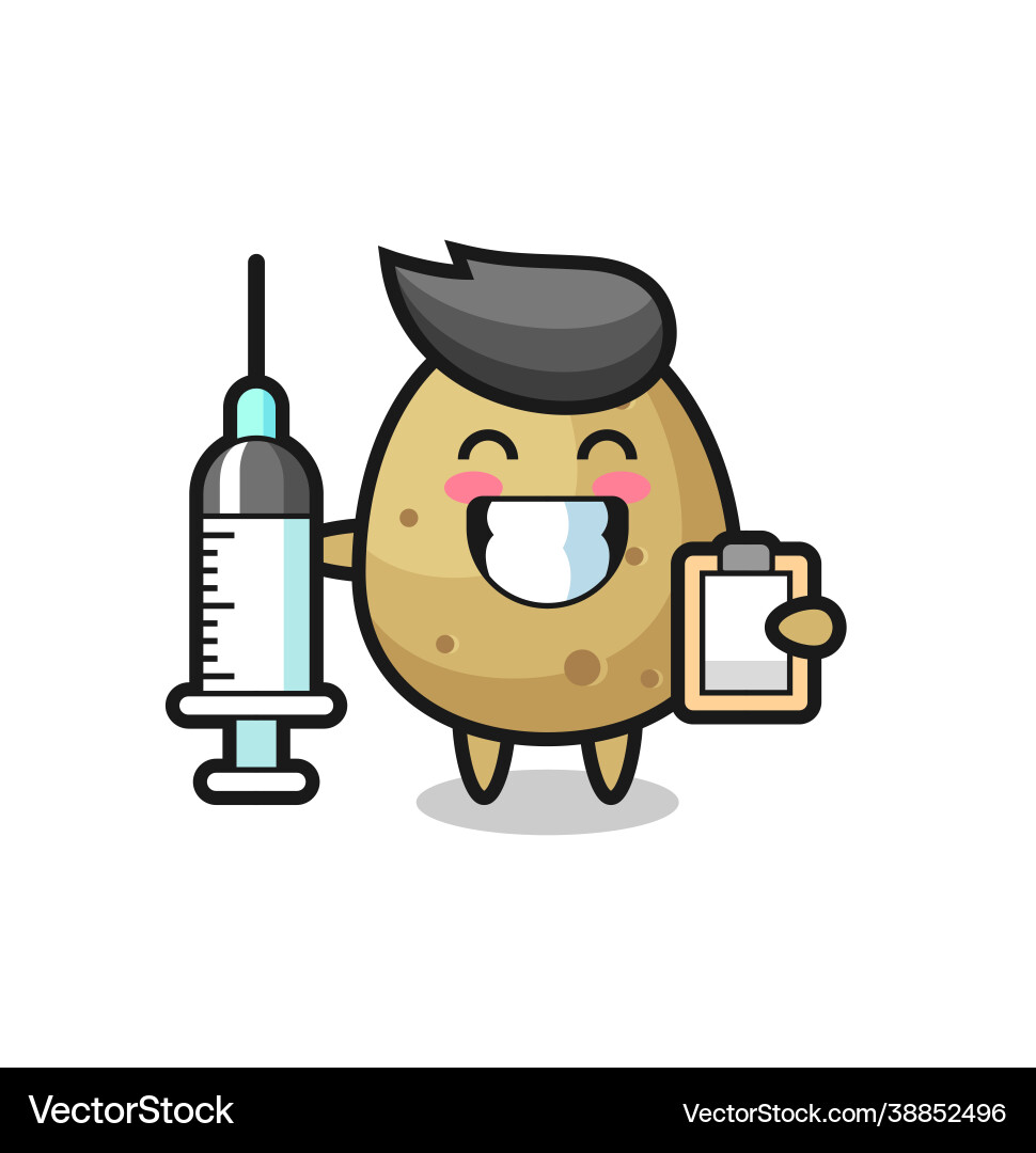 Mascot potato as a doctor Royalty Free Vector Image