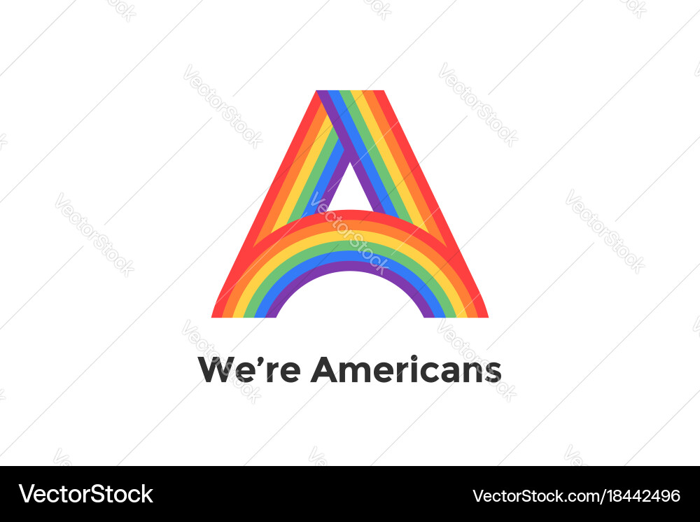 Rainbow letter a and text we are americans Vector Image