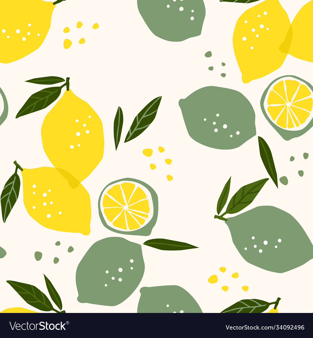 Seamless pattern with lemons and limes Royalty Free Vector