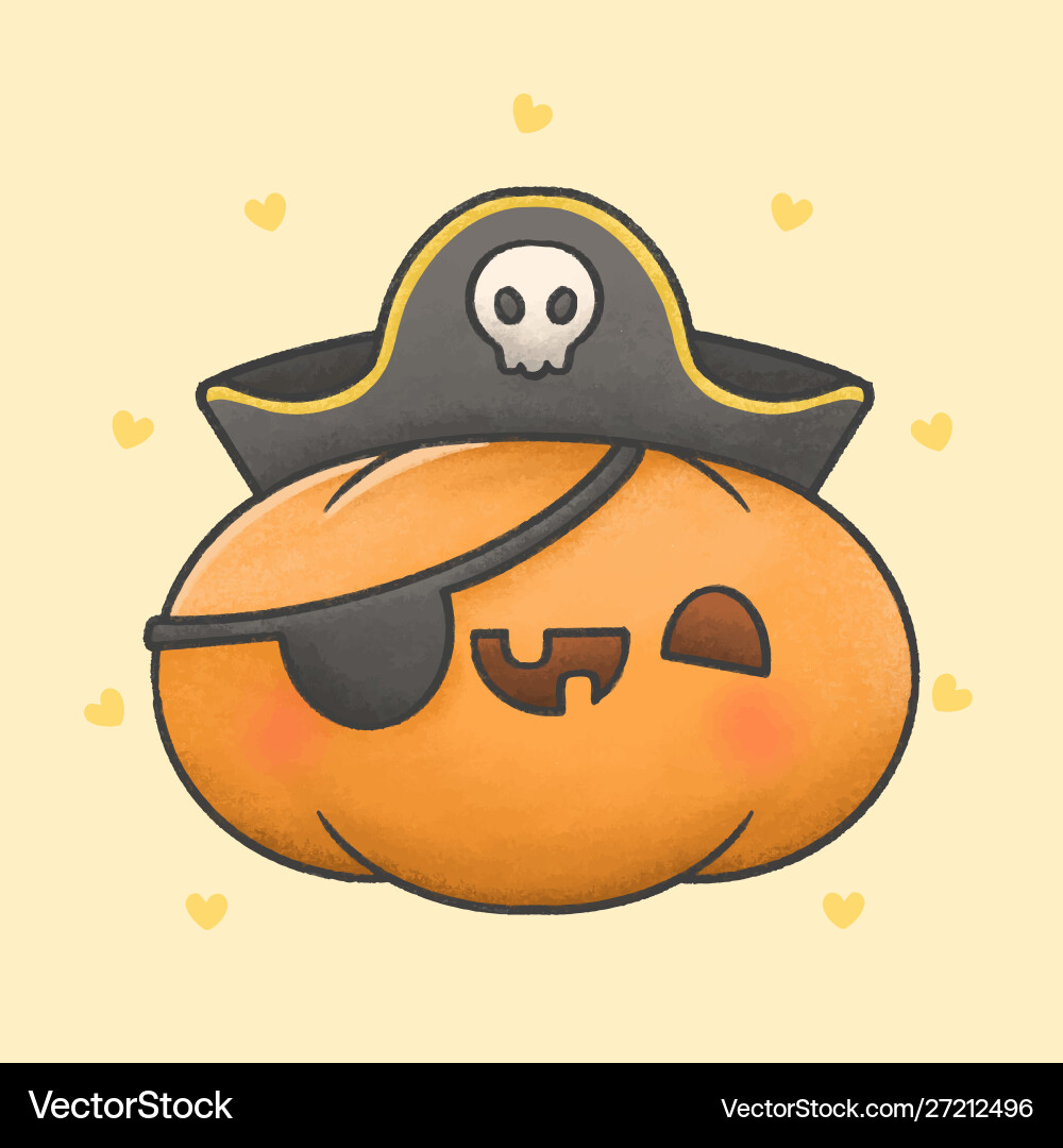 Spooky pumpkin with pirate costume Royalty Free Vector Image