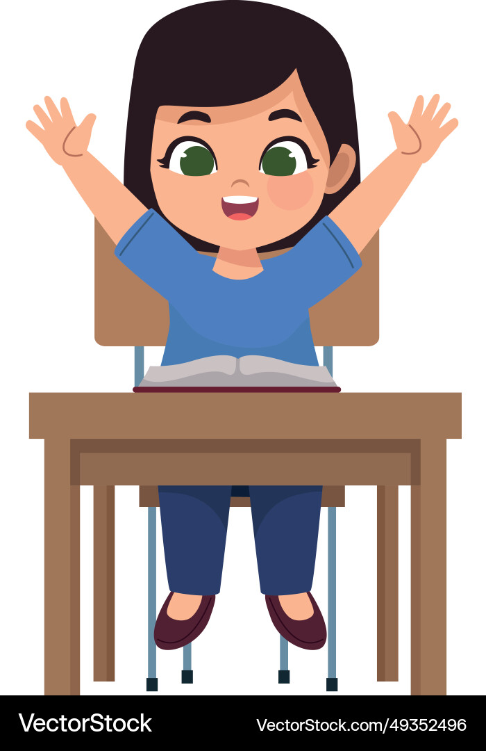 Student girl studying in desk Royalty Free Vector Image
