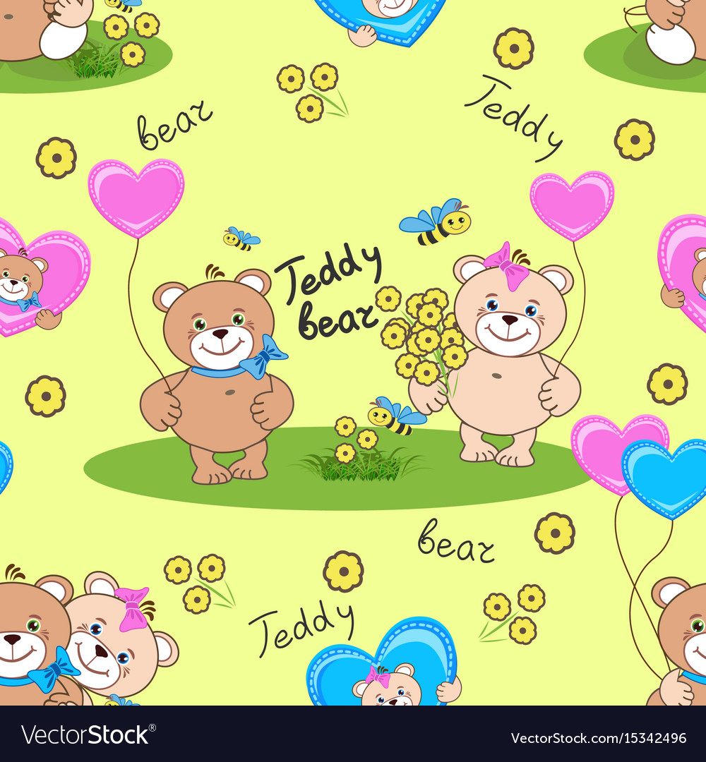 Teddy bears seamless pattern Royalty Free Vector Image