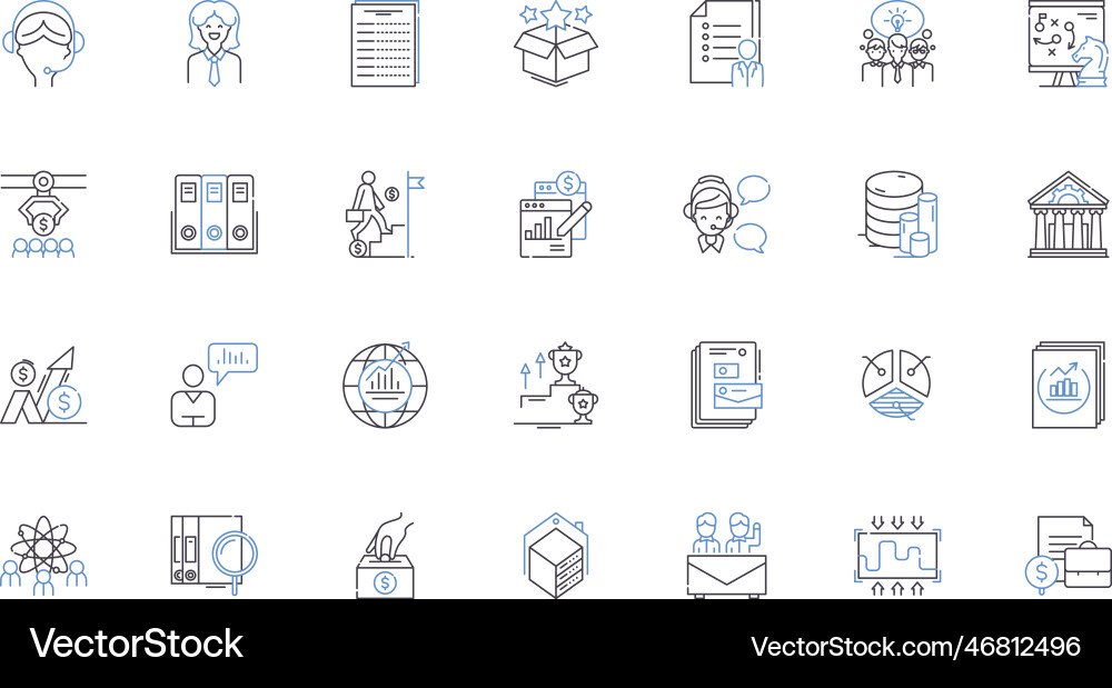 Wealth gains line icons collection prosperity Vector Image