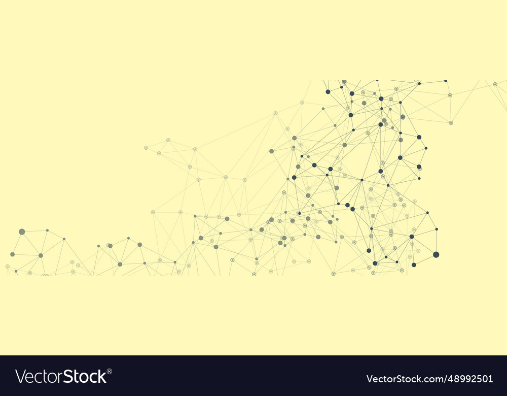 Abstract connect dots and lines on yellow Vector Image