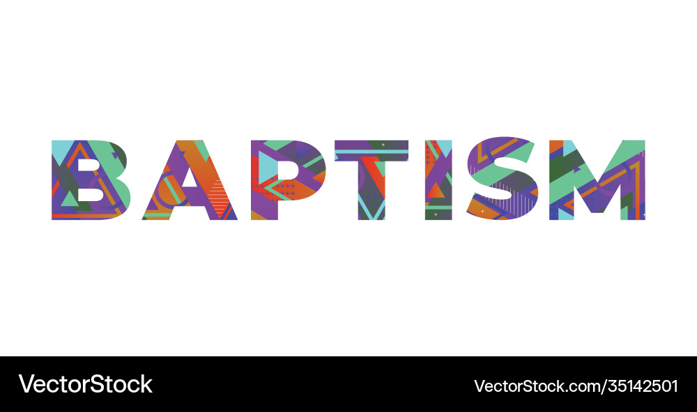 Baptism concept retro colorful word art Royalty Free Vector