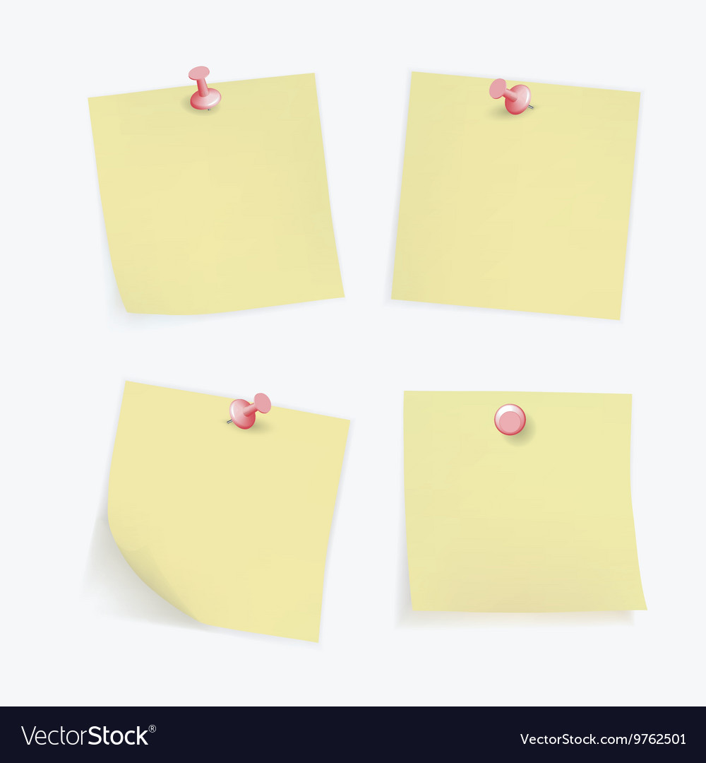 Collection various yellow note papers Royalty Free Vector