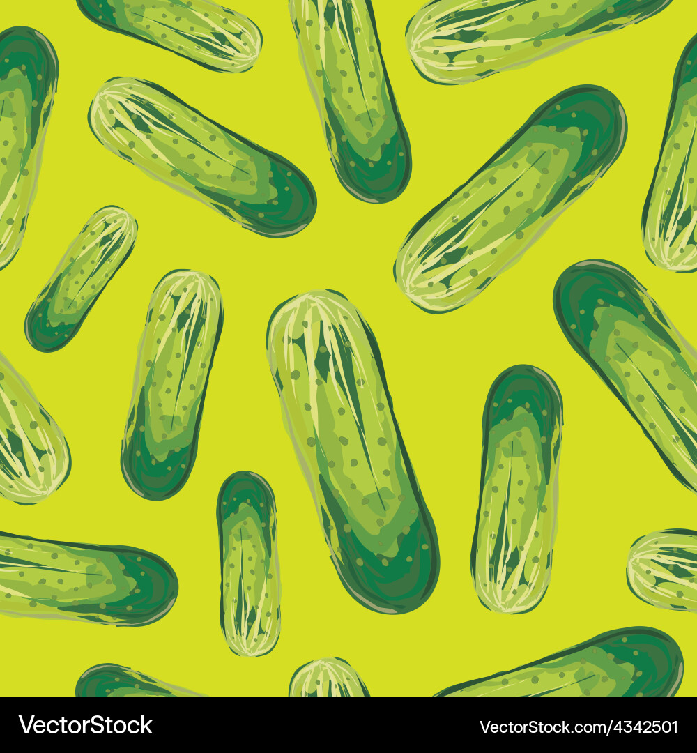 Cucumbers seamless background Royalty Free Vector Image