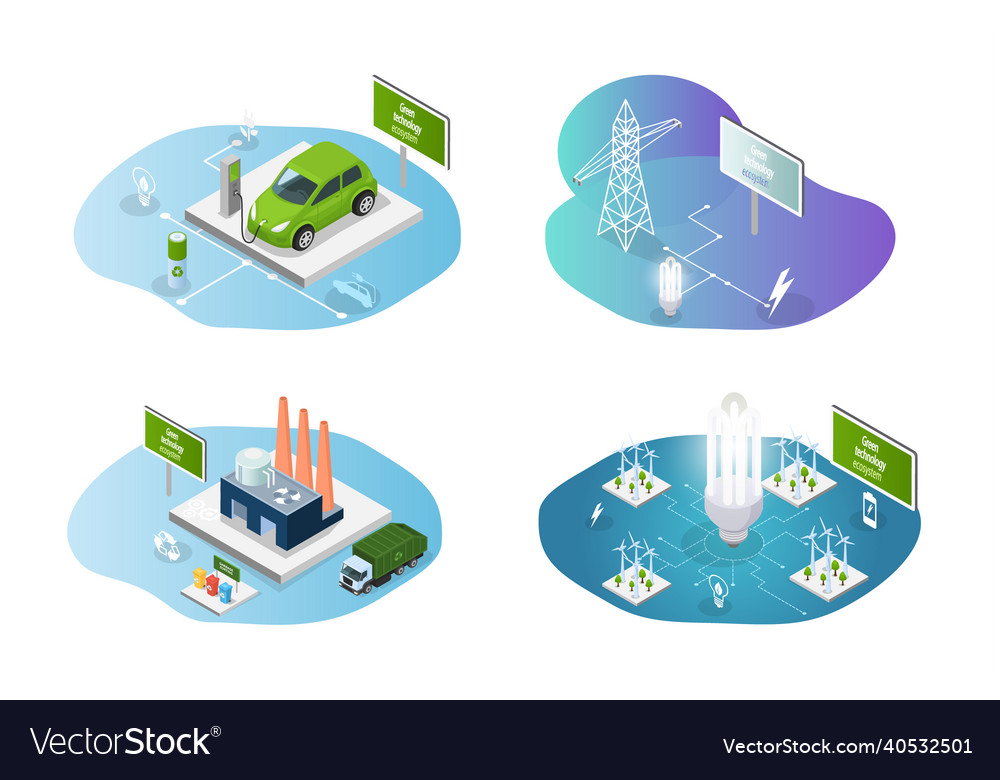 Generating electricity using green technologies Vector Image