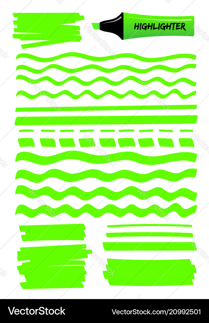 Green highlighter pen hand drawn lines and squares