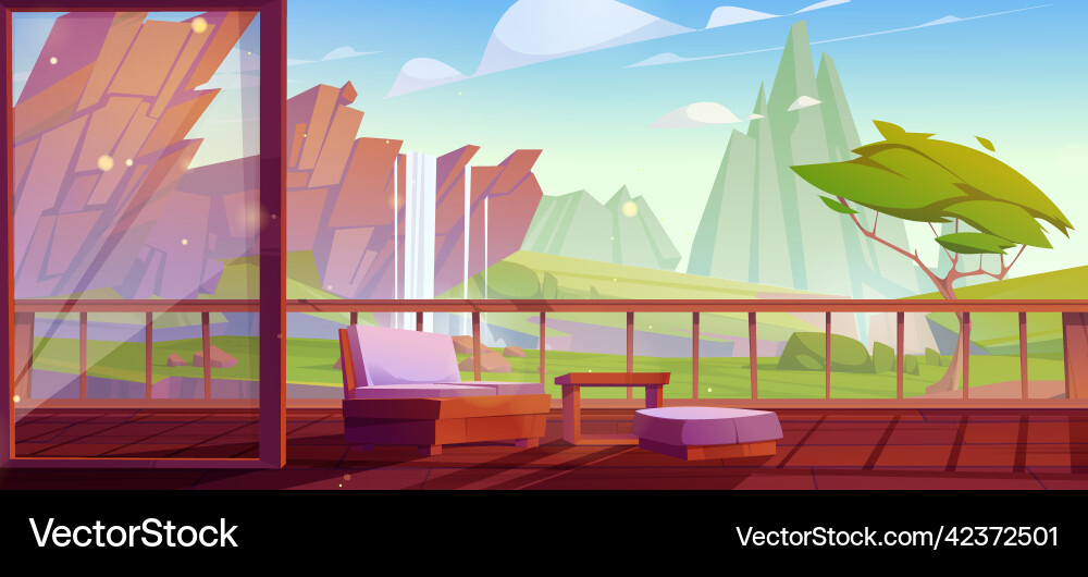 Home terrace with mountain and valley scenery view