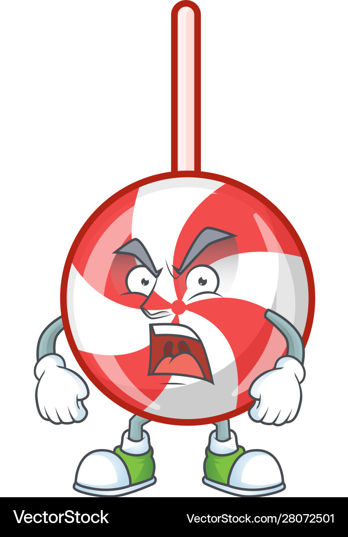 Mascot angry striped peppermint candy cartoon Vector Image