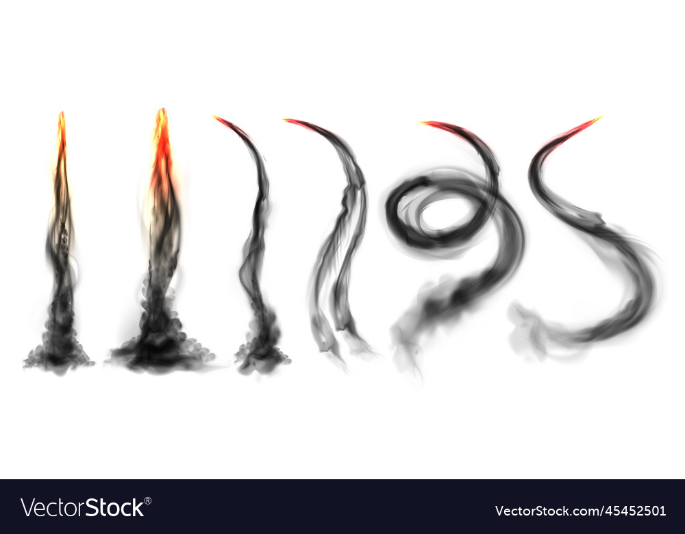 Rocket launch trails set Royalty Free Vector Image