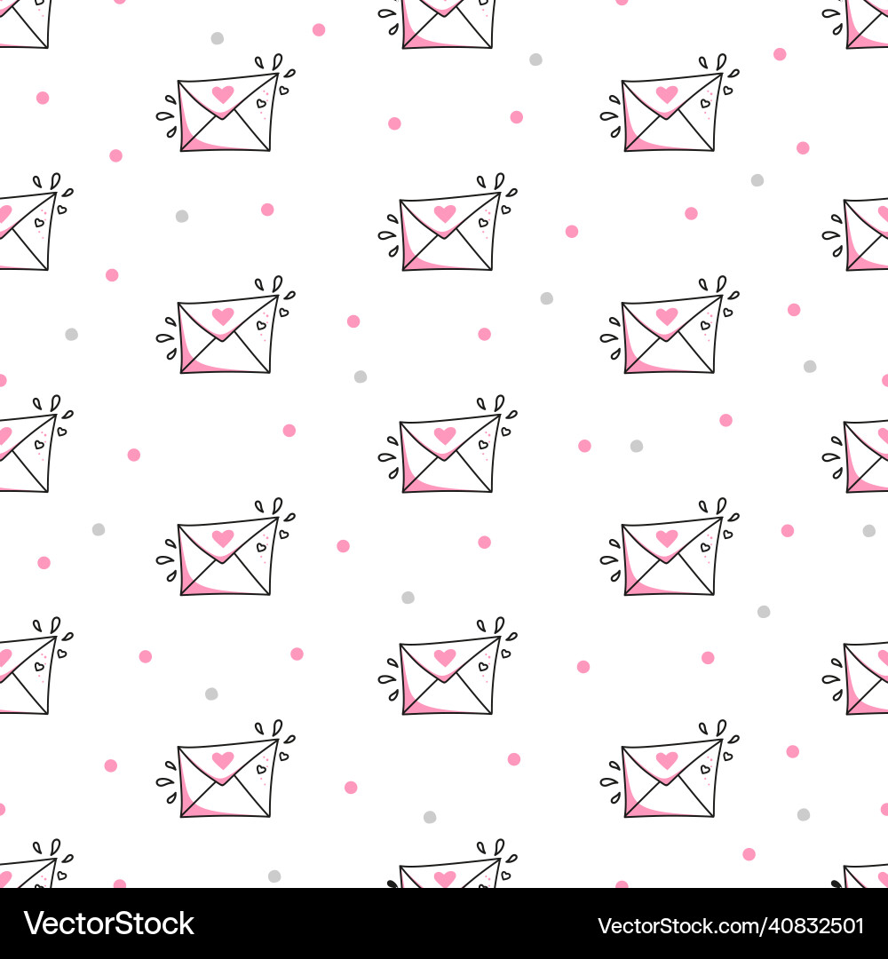 Seamless pattern of valentine envelopes Royalty Free Vector