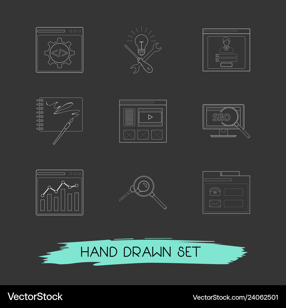 Set web design icons line style symbols Royalty Free Vector