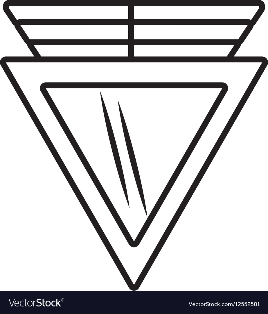 Triangle shield secure outline empty Royalty Free Vector