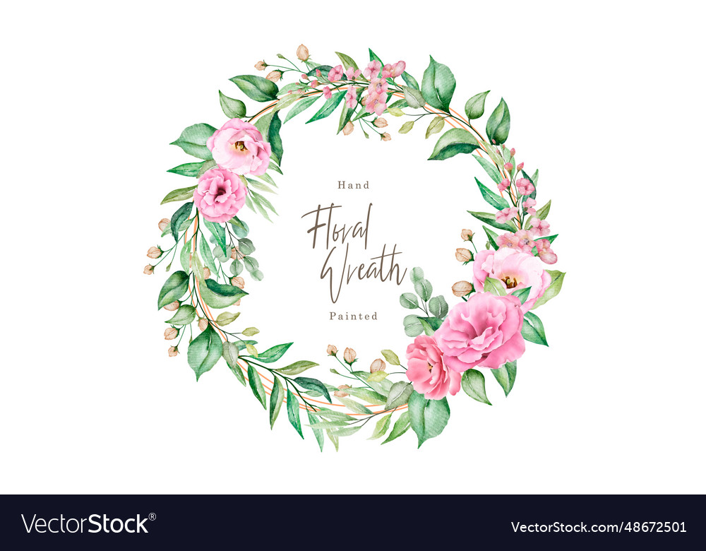 Watercolor red floral wreath Royalty Free Vector Image