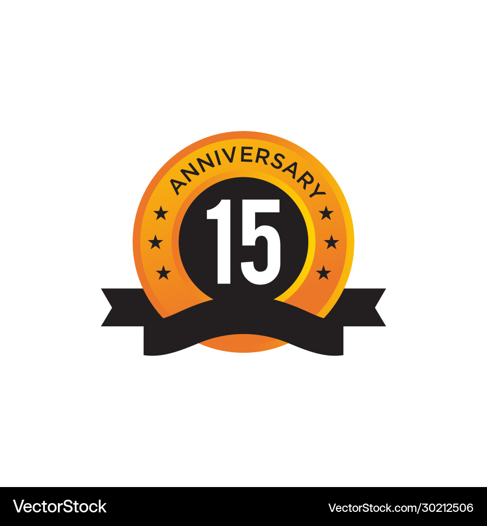 15th year anniversary emblem logo design template Vector Image