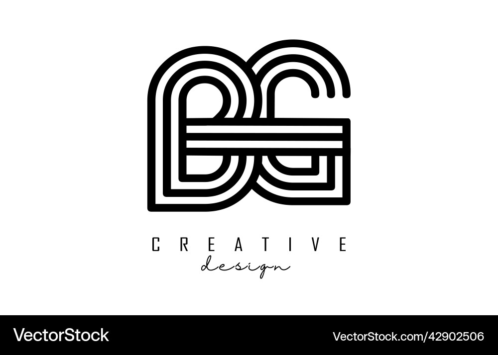Black lines bg b g letters with monogram logo Vector Image