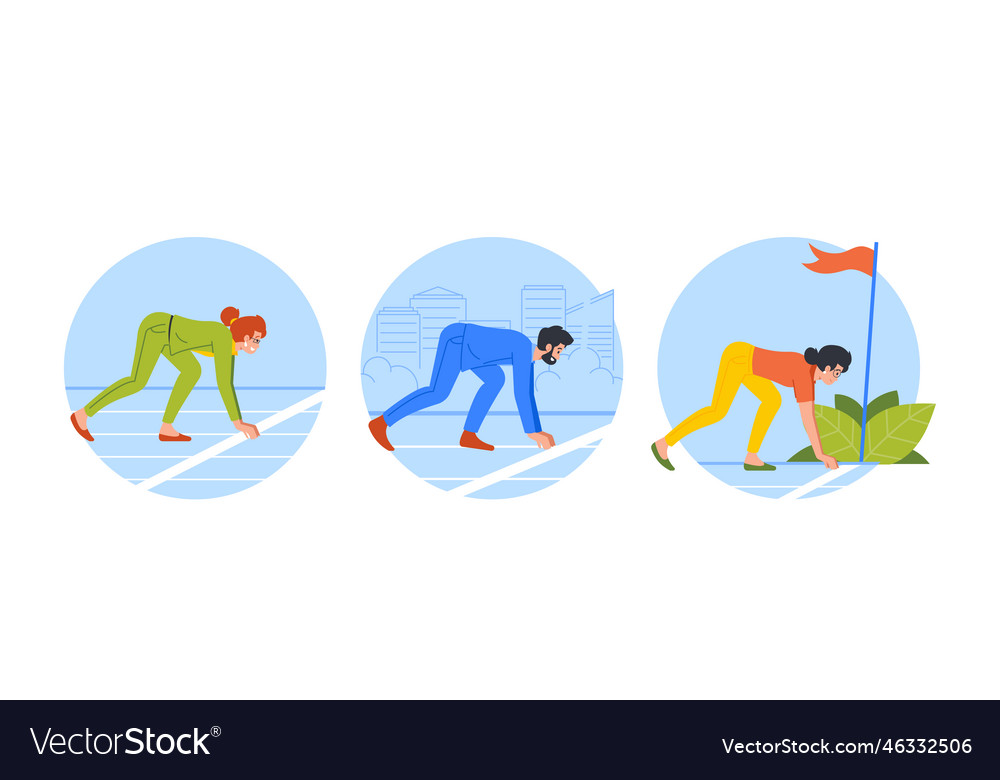 Business competition isolated round icons Vector Image