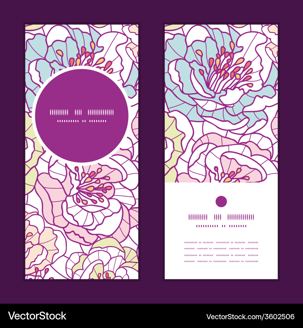 Colorful line art flowers vertical round frame Vector Image