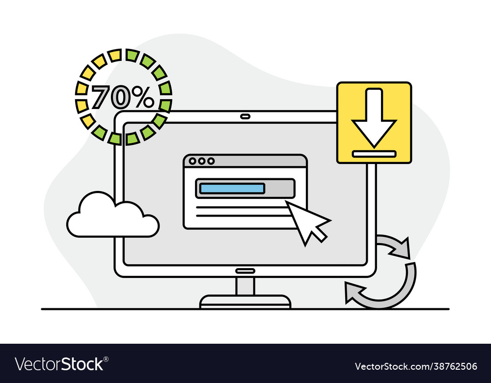Desktop computer monitor with loading window Vector Image