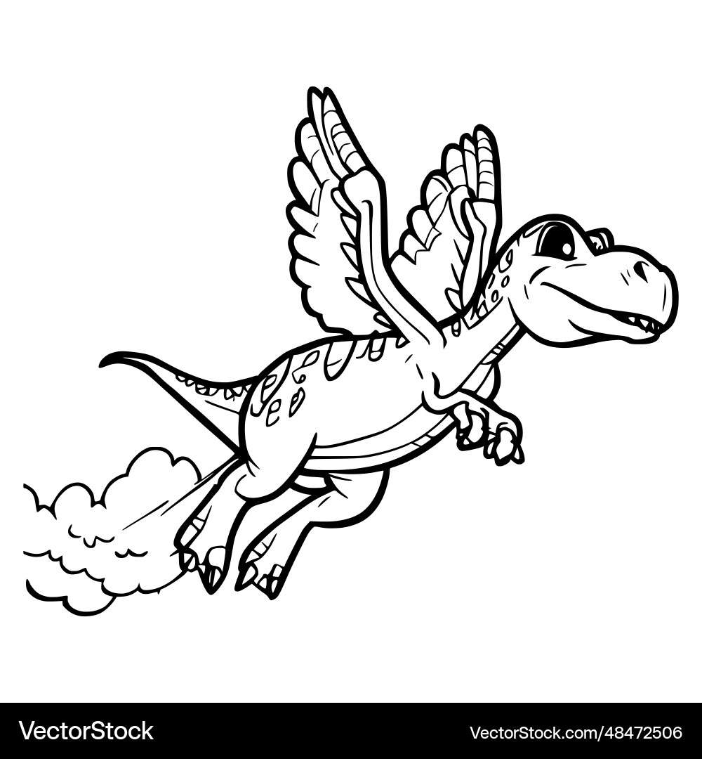 Dinosaur flying coloring pages for kids Royalty Free Vector
